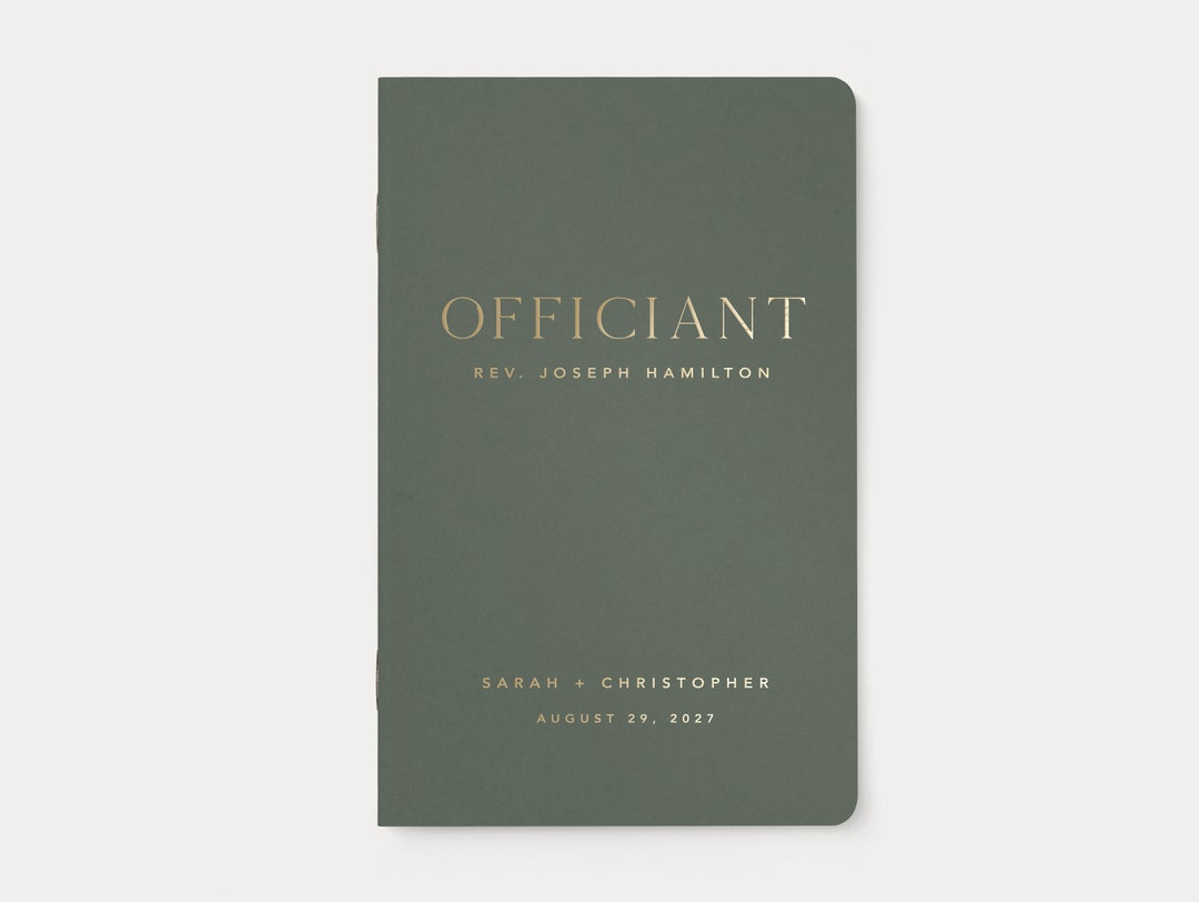 Custom Officiant Book. Minimal Green Ceremony Book. Officiant Gift Idea ...