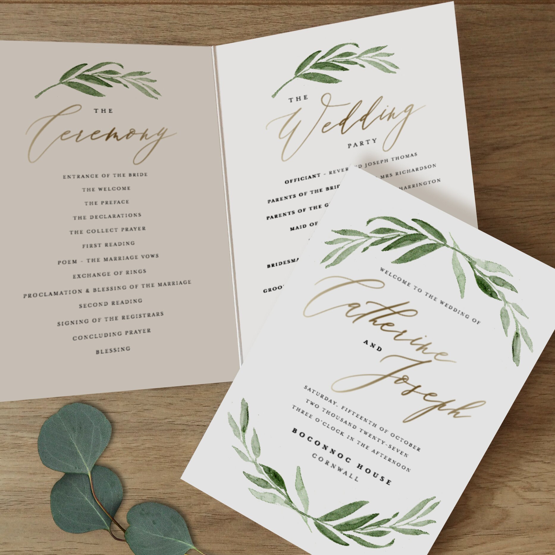 Folded Wedding Program Template Folded Wedding Programs Etsy