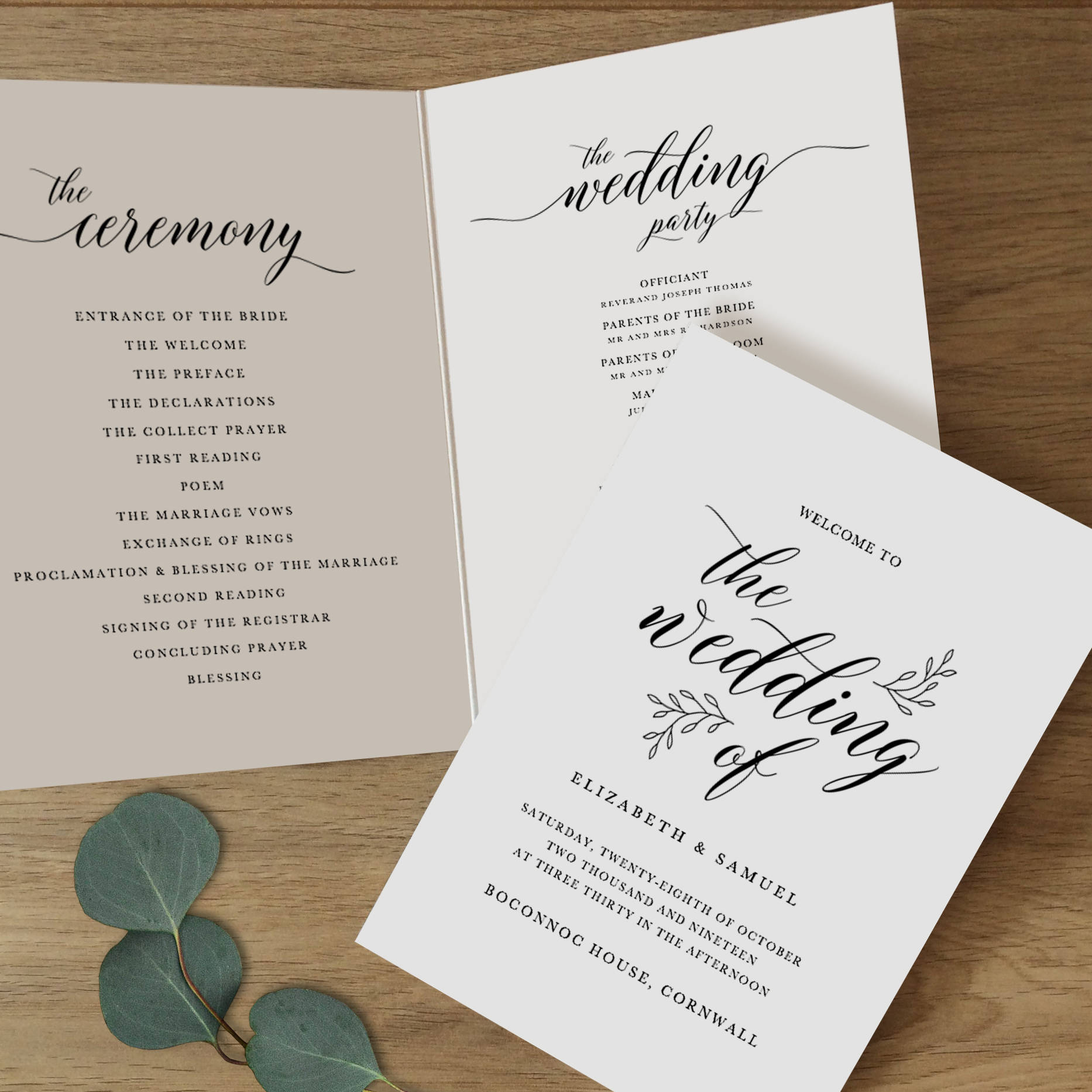 Folded Wedding Program Template Folded Wedding Programs Etsy