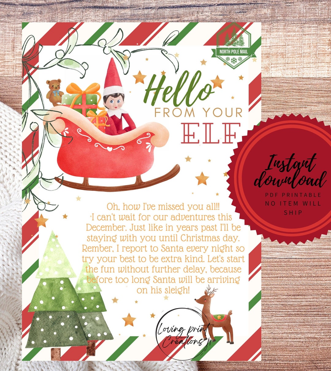 Elf Hello Letter, Greetings From Elf, Christmas Letter, Holiday Elf ...