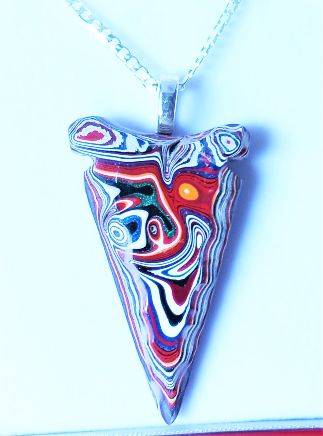 20" Fordite Detroit Agate Arrowhead Necklace on Sterling Silver FA37 - Etsy