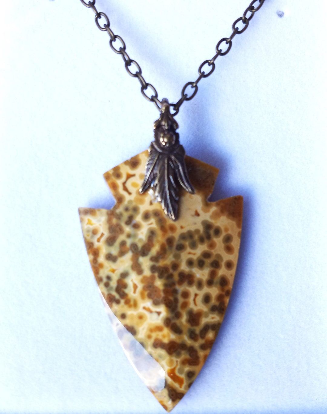 Gorgeous River Jasper From Indonesia on Bronze Feather Bail and Chain ...