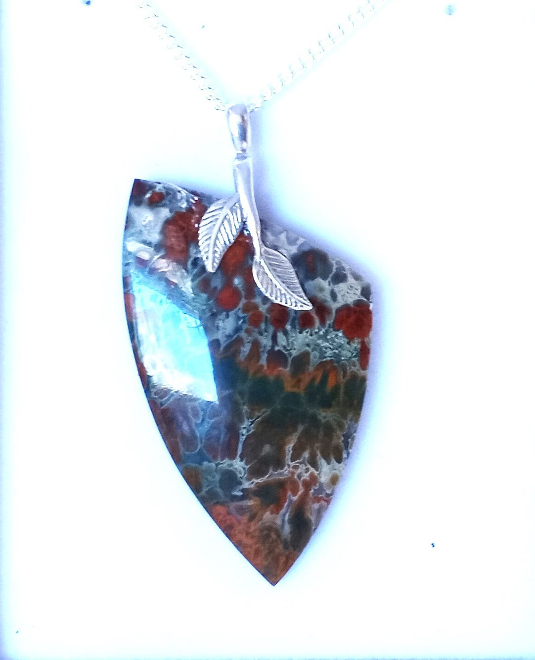 20" RARE Unknown Stone From Indonesia Cabochon Necklace on Sterling ...