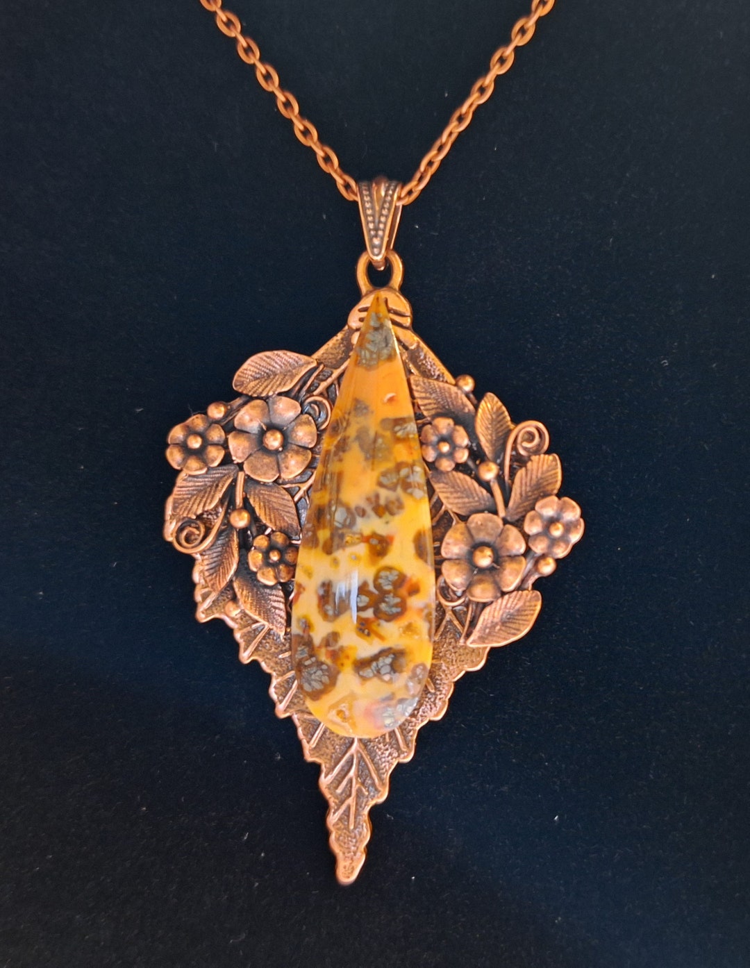 20" Marcasite Agate From Indonesia on Custom Copper Setting and Chain ...