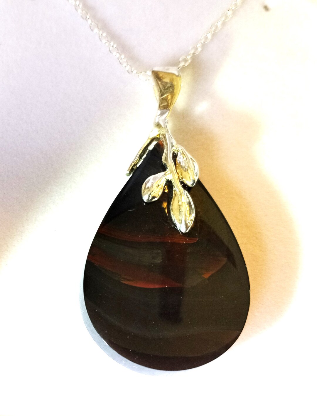 Rare Red Ribbon Obsidian on 2 Sterling Chain and Bail 310 - Etsy