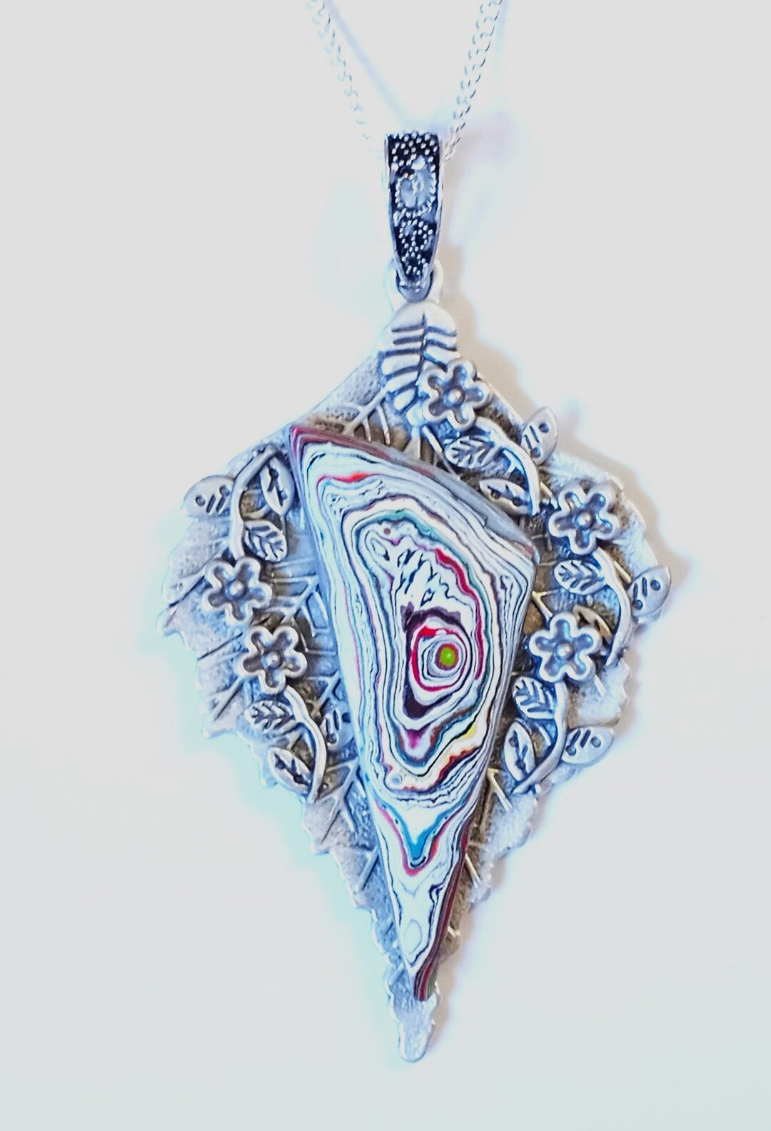 20" Cadillac Ranch Fordite Cabochon Necklace Detroit Agate on Custom ...
