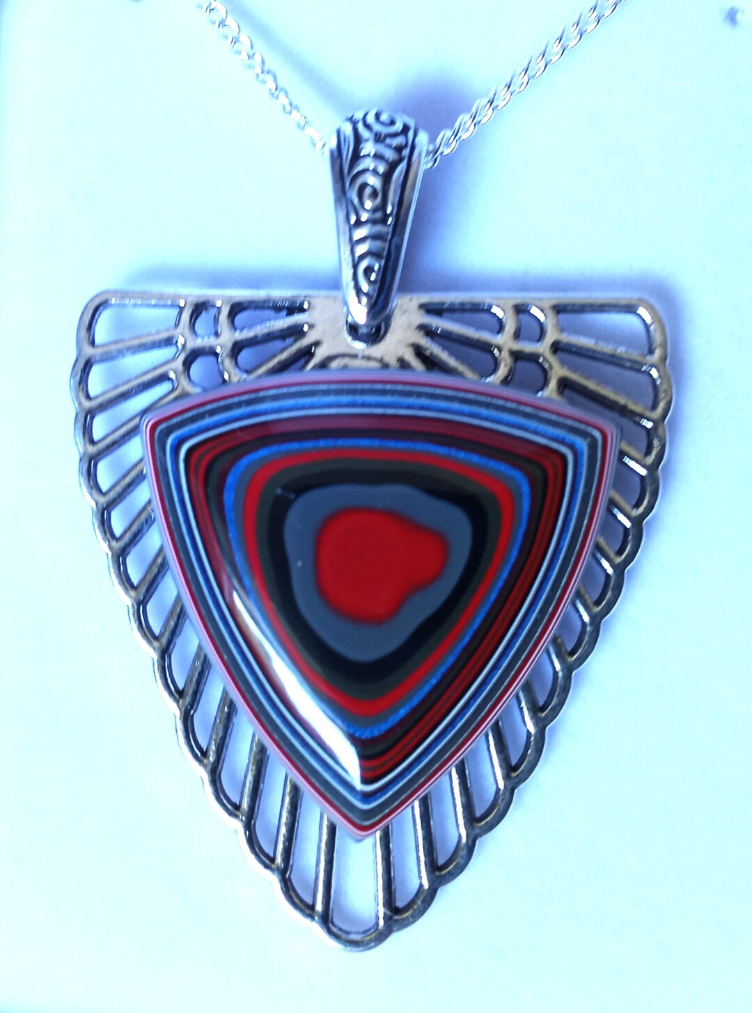 Amazing 20" Fordite Detroit Agate Necklace on Sterling Chain F34 - Etsy