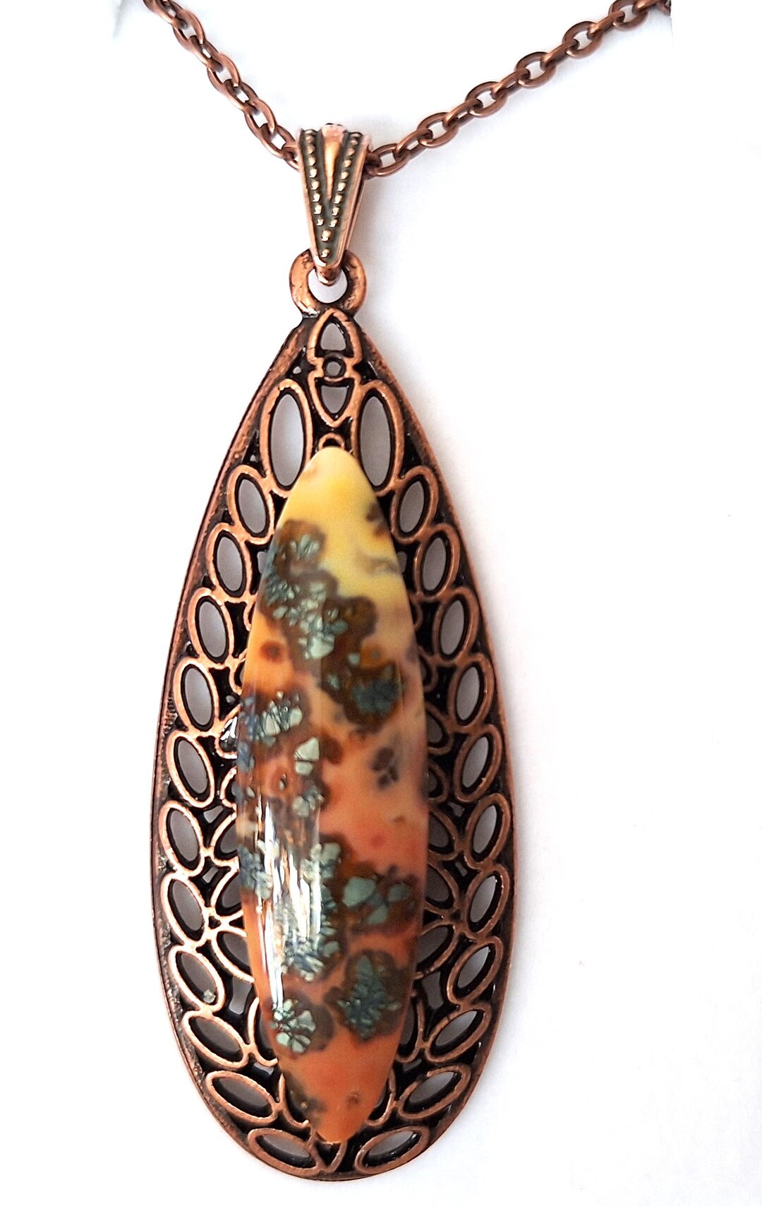 20" Marcasite Agate From Indonesia on Custom Copper Setting and Chain ...