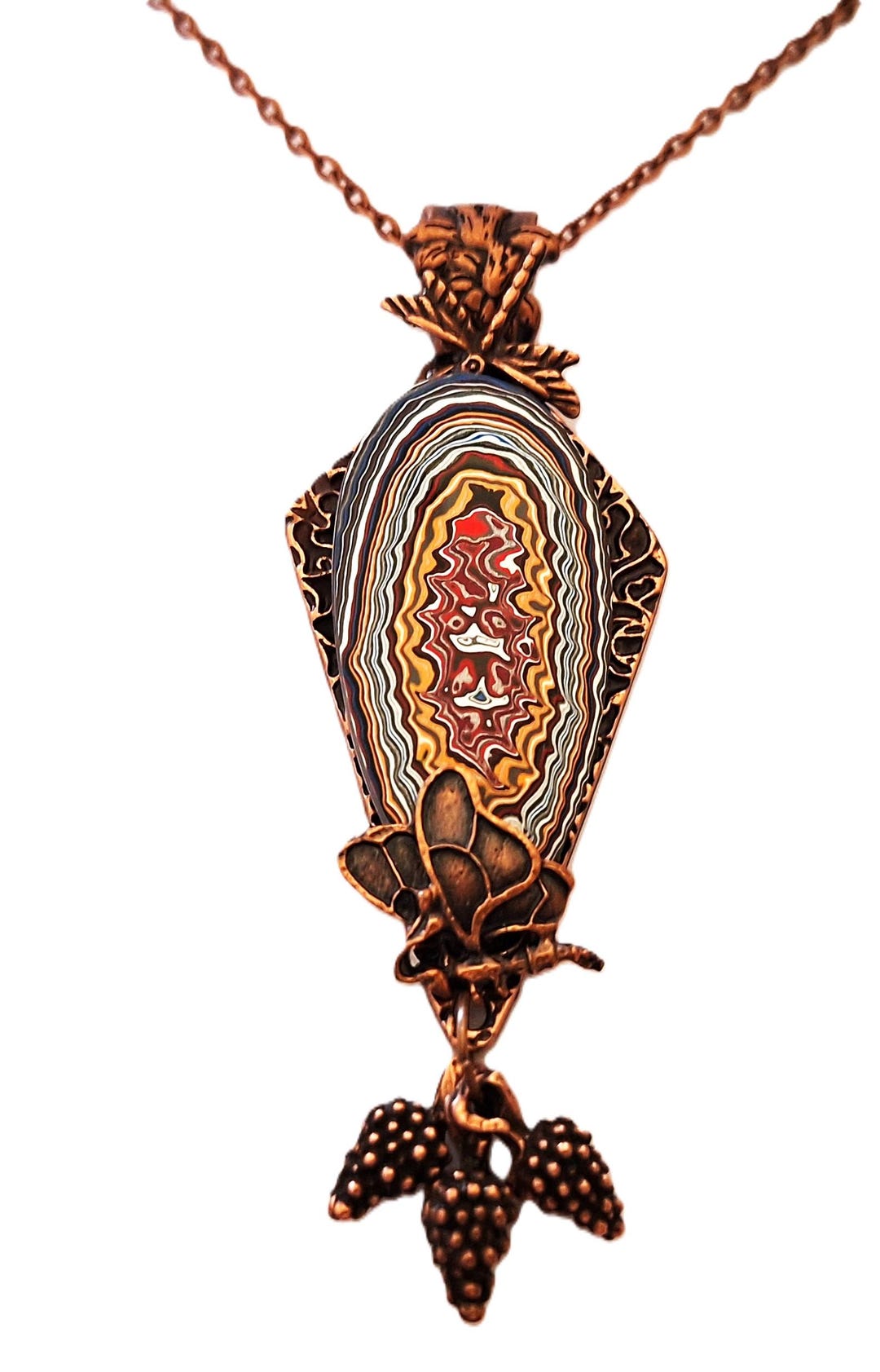 20" VERY RARE 1950-1960s School Bus Fordite Detroit Agate Necklace ...