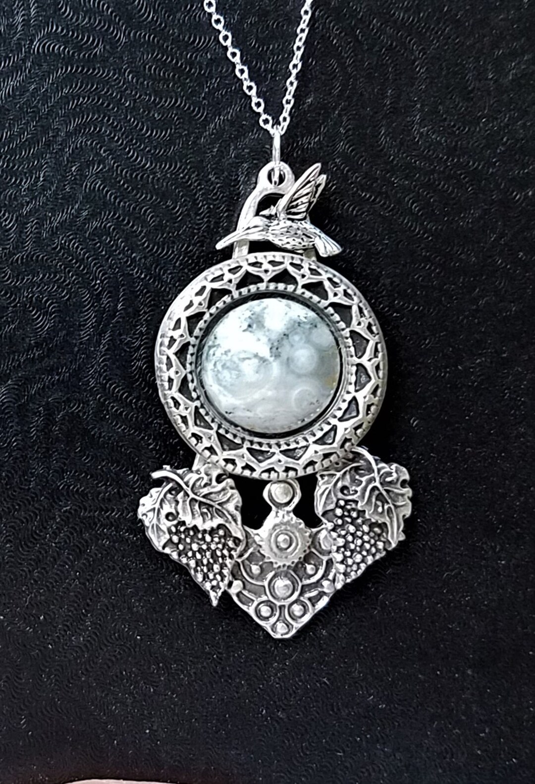 20" Amazing Ocean Wave Jasper in a Custom Silver Plated Setting Made in ...