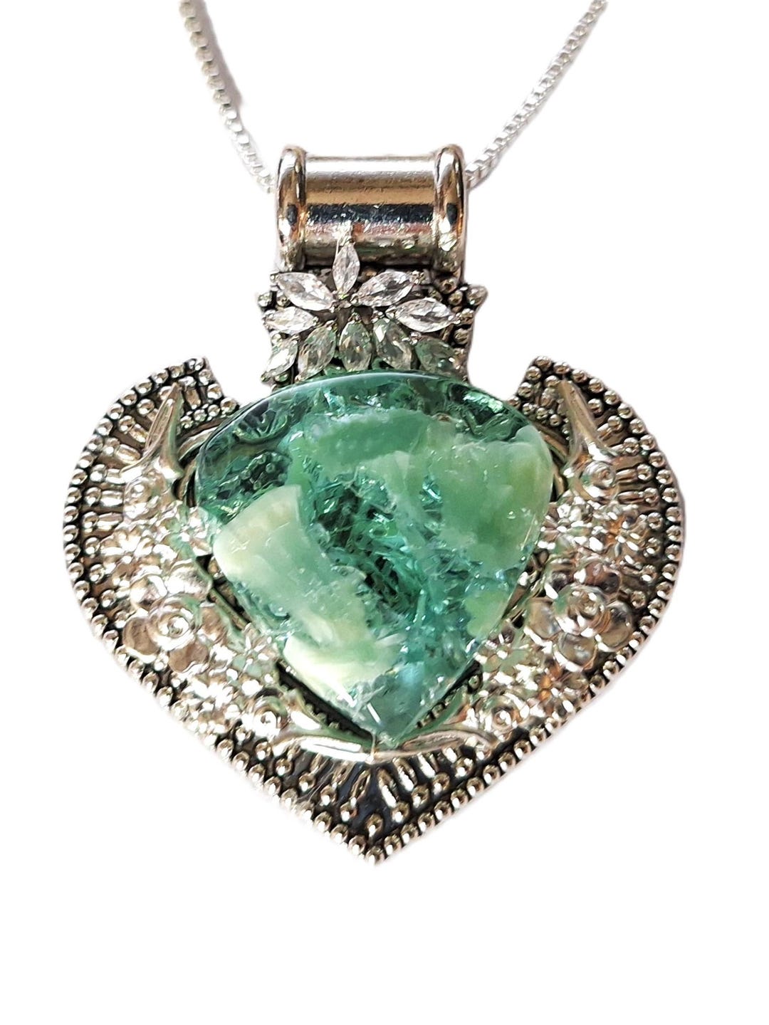 20" Amazing Rare Victoria Stone Cabochon Necklace on Sterling Silver ...