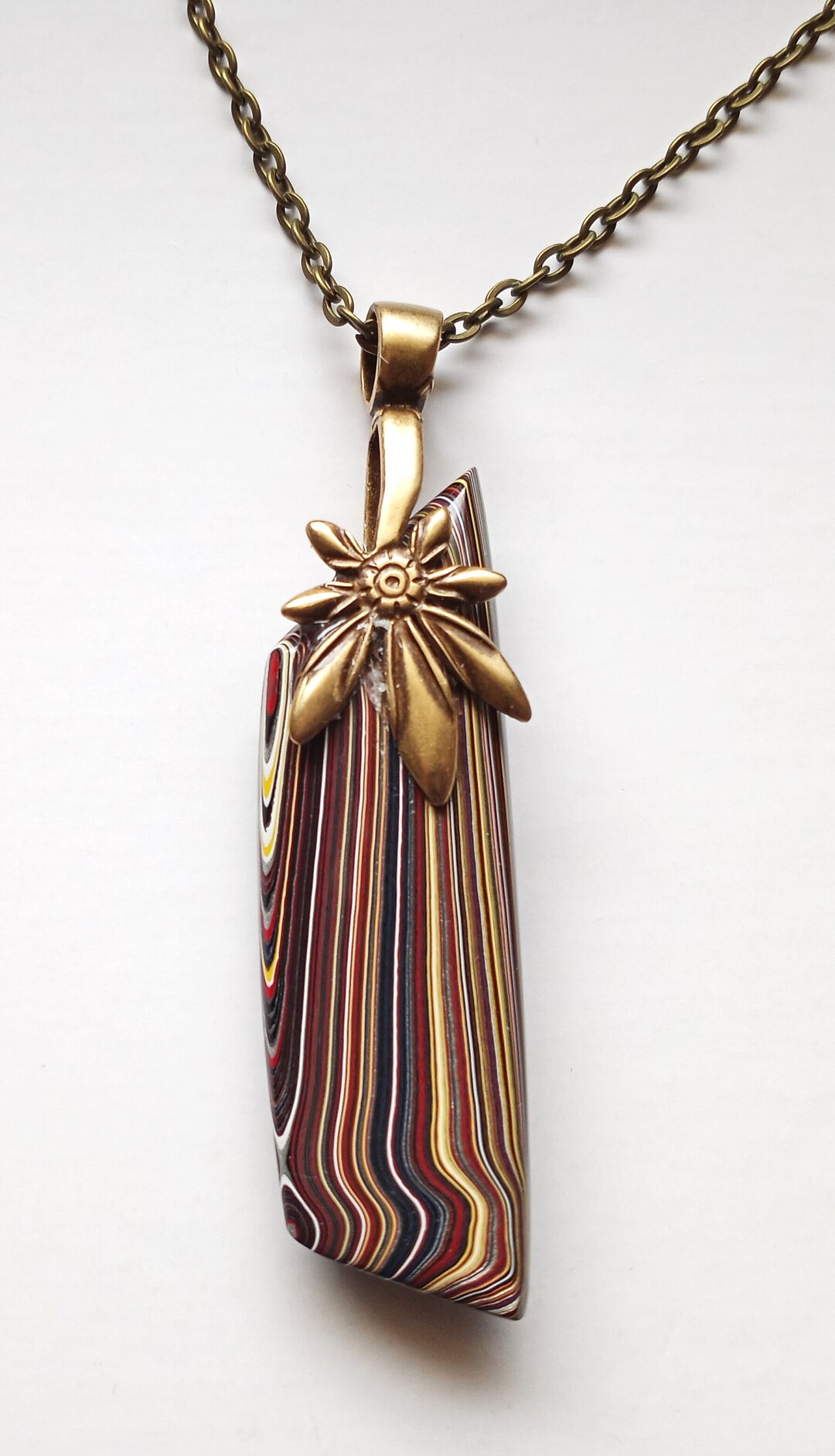 20" Corvette Agate Fordite on Bronze Bail and Chain +CA991 - Etsy