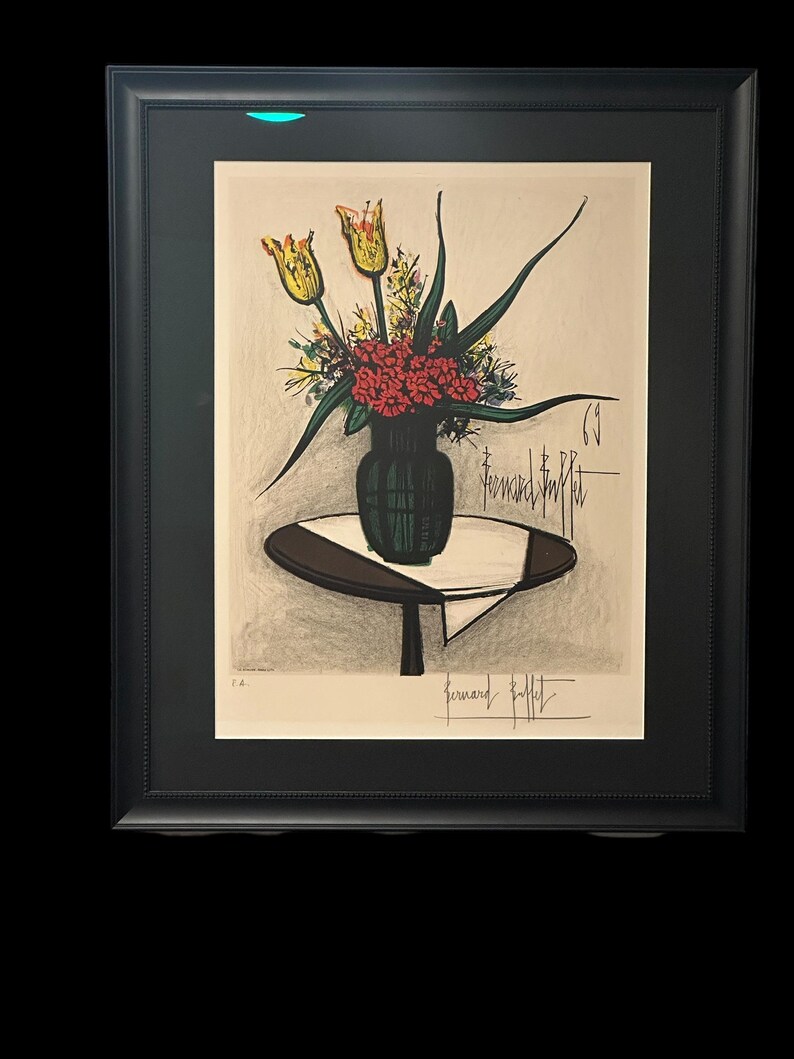 Bernard Buffet Bouquet Vase Flowers Hand Signed Épreuve Des Artiste ...