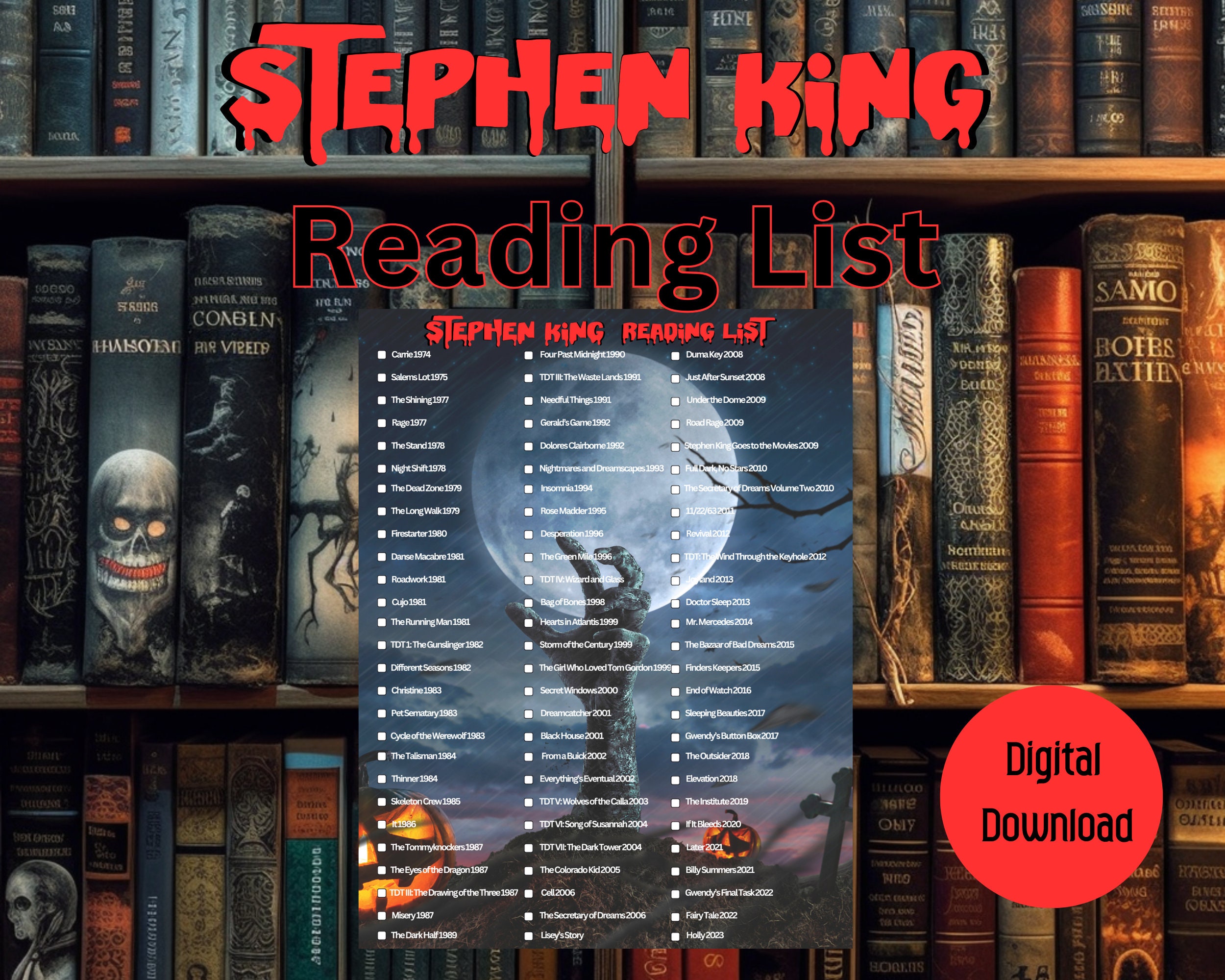 Stephen King Printable Reading List | Reading Log | Book Tracker | Book ...