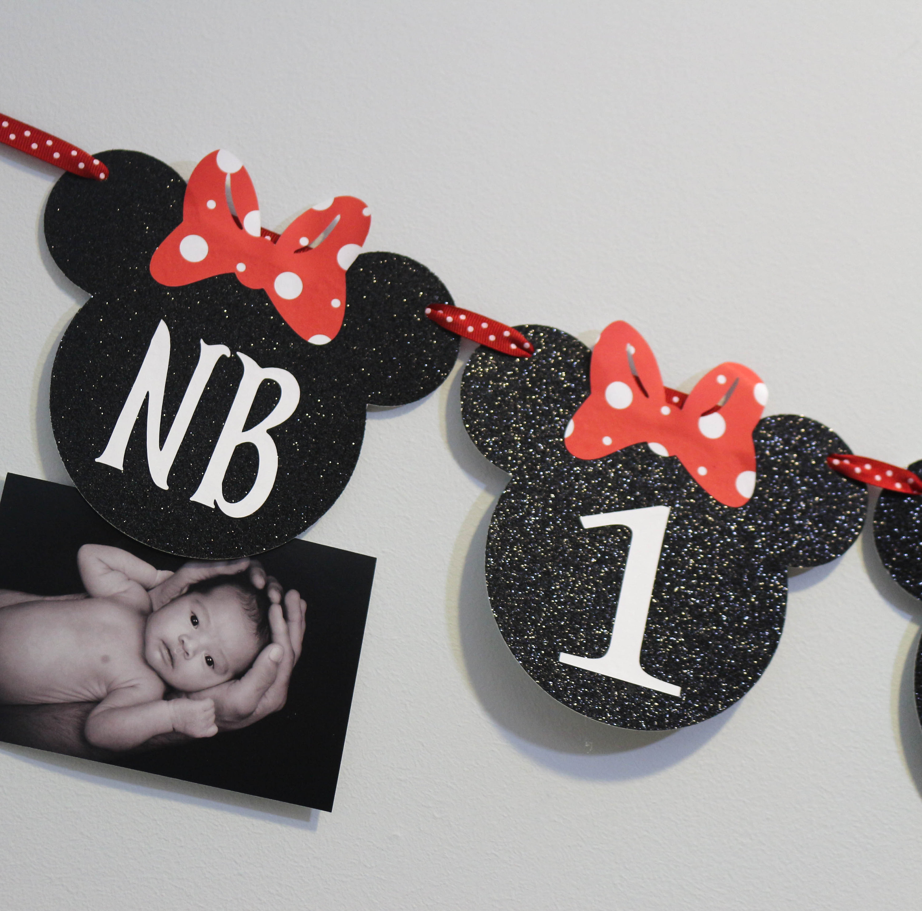 Minnie Photo Banner, Minnie Mouse 12 Month Photo Banner, Minnie Mouse ...