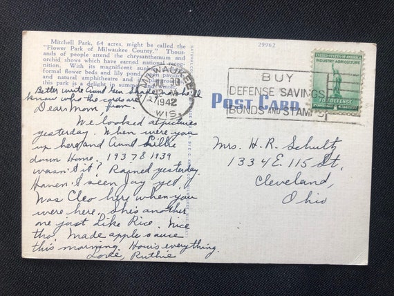 Wisconsin Postcard 1942 Lake Park in Milwaukee Memorabilia Collectibles ...