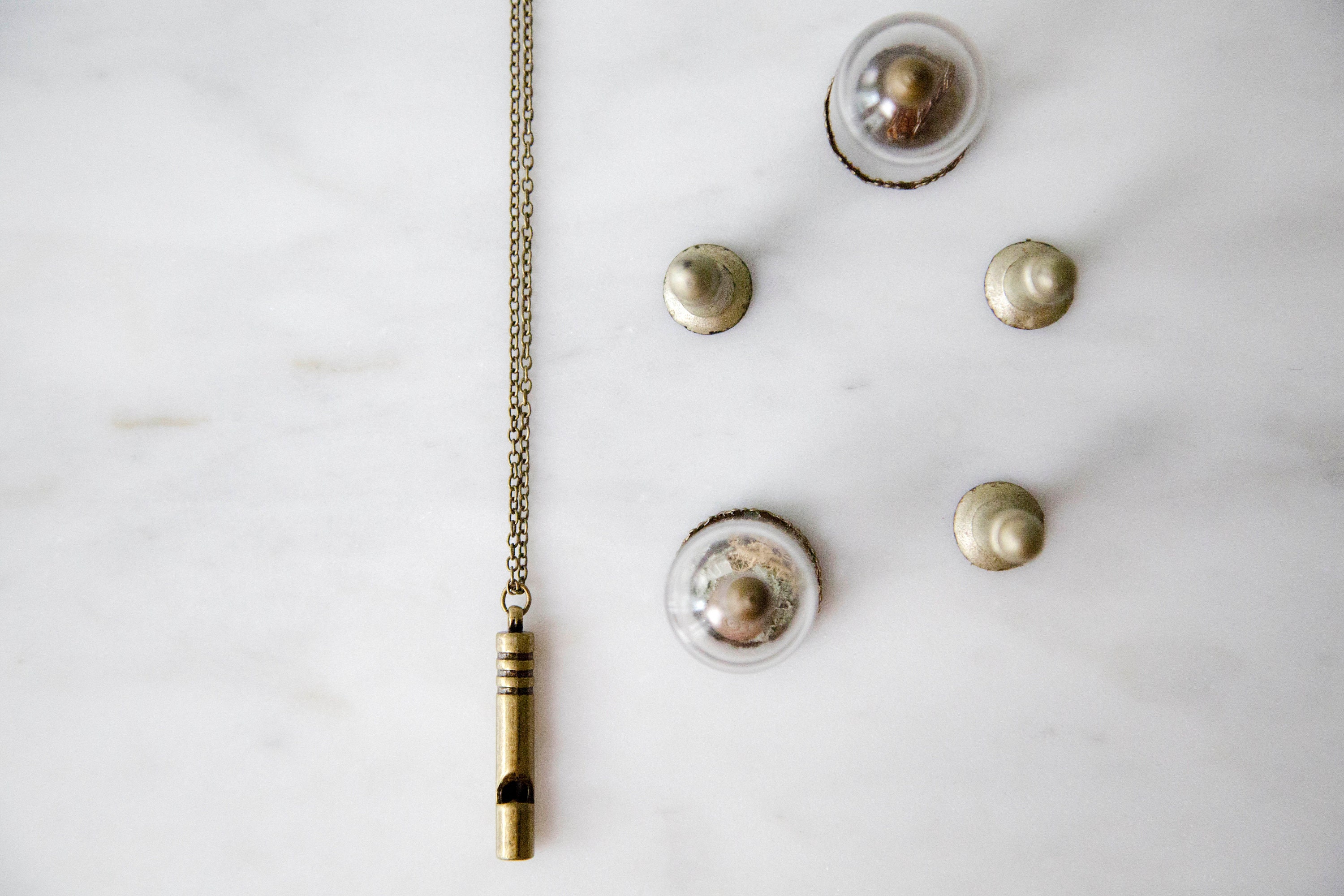 Find Your Way, Lucky Whistle Charm Necklace, Brass Nautical Whistle ...