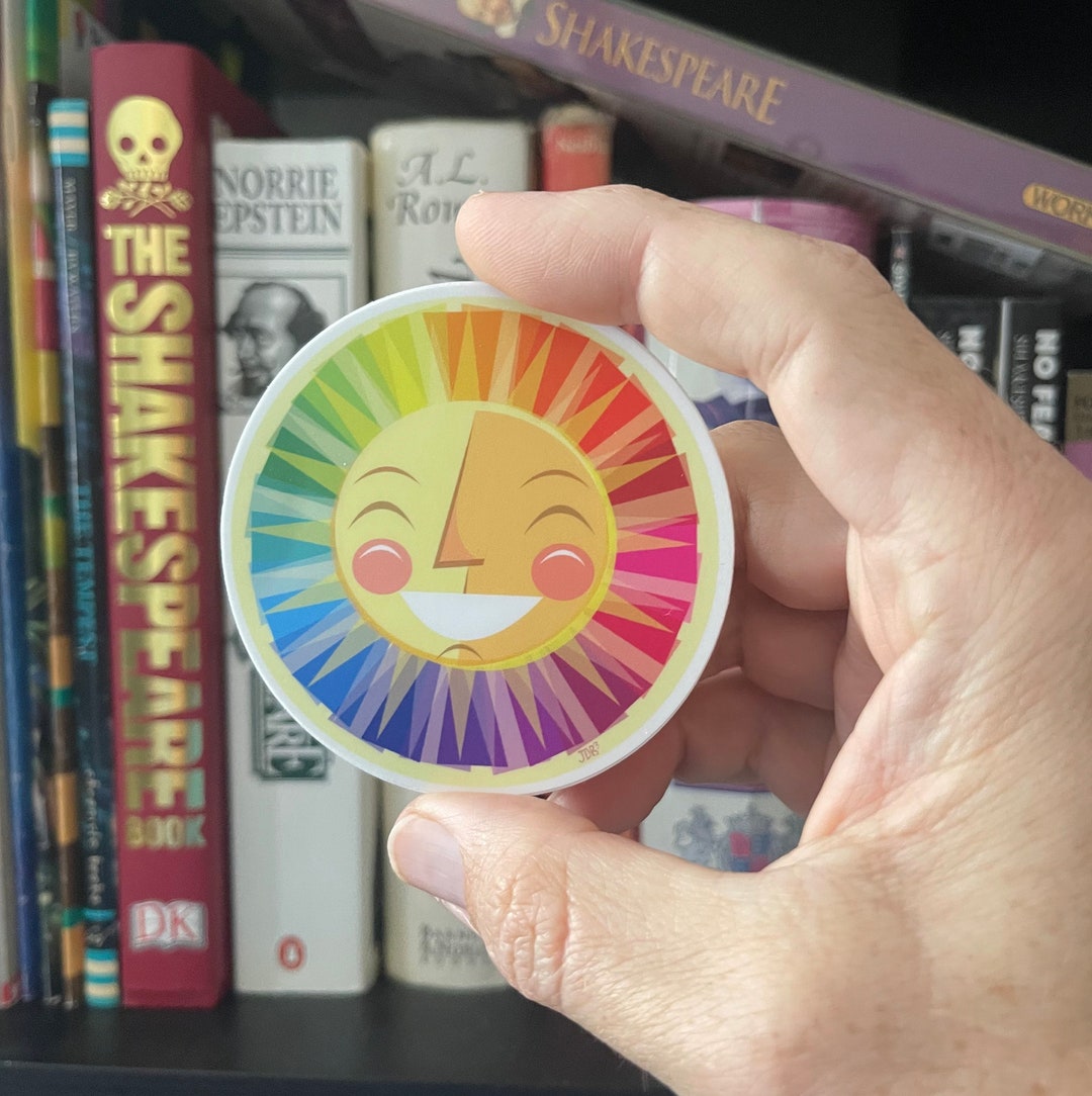 Rainbow Sun Circle Sticker, Water-resistant Vinyl Die Cut - Etsy