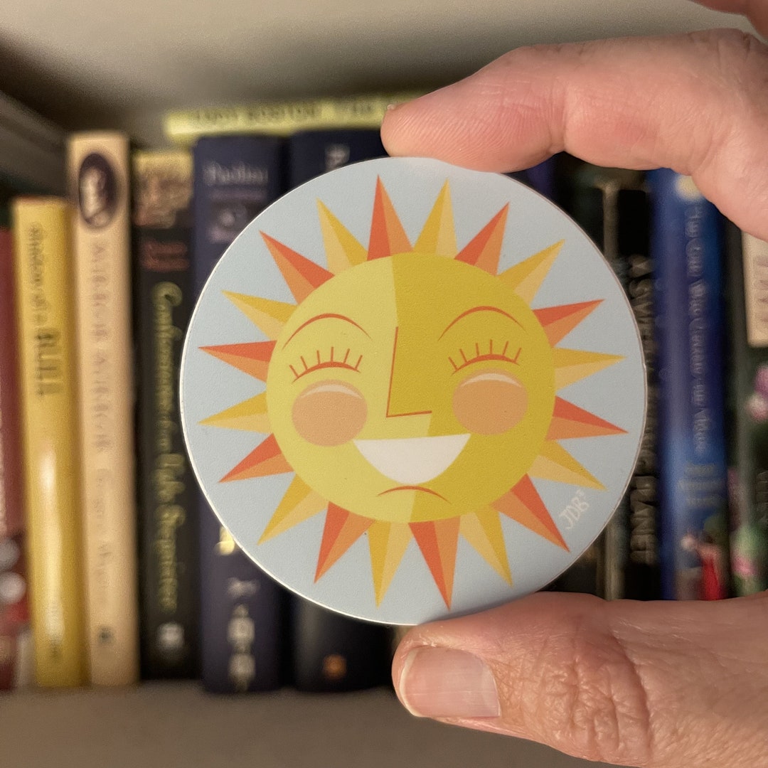 Happy Sun Circle Sticker Water-resistant Sticker Die Cut Sticker Cute ...