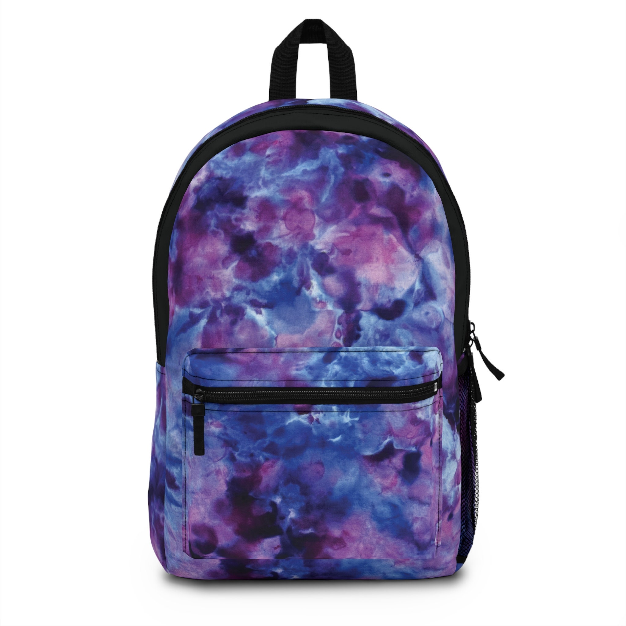 Purple Blue Sky Tie Dye Backpack, Boho Hippie Style Back to School Bag ...