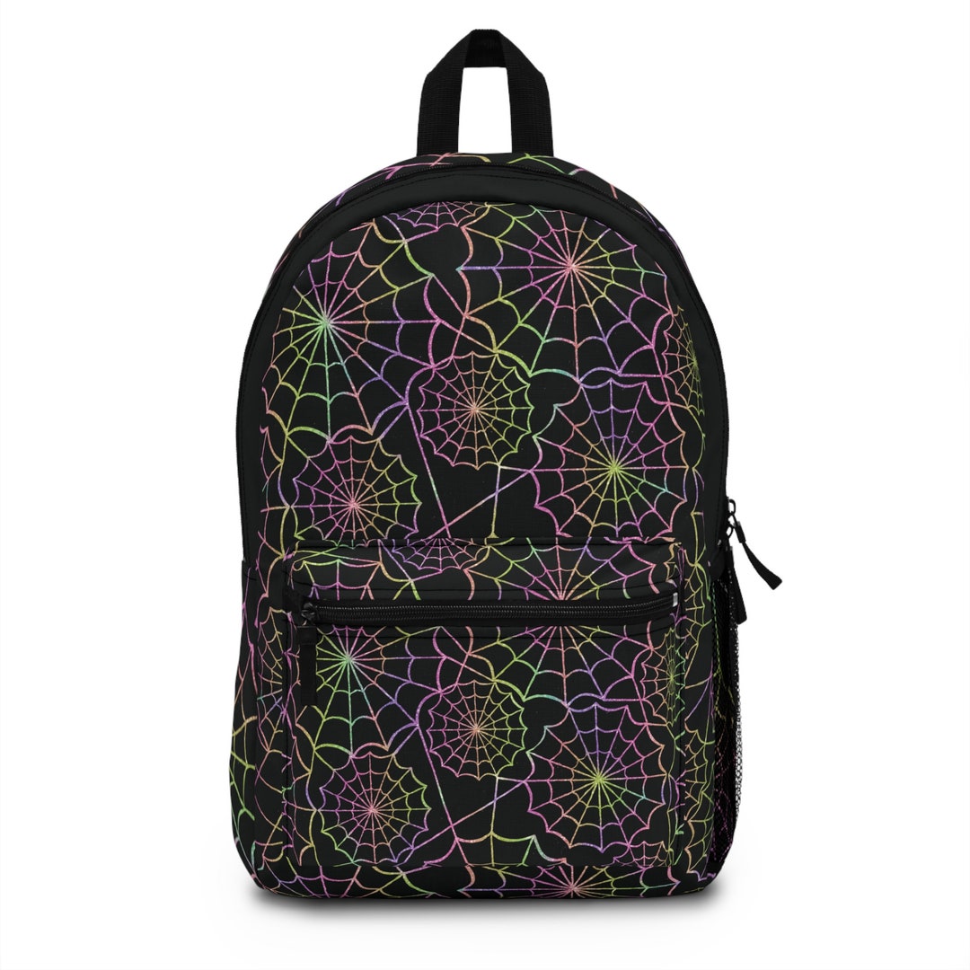 Rainbow Spider Webs Backpack, Neon Web, Spooky Back to School Bag - Etsy