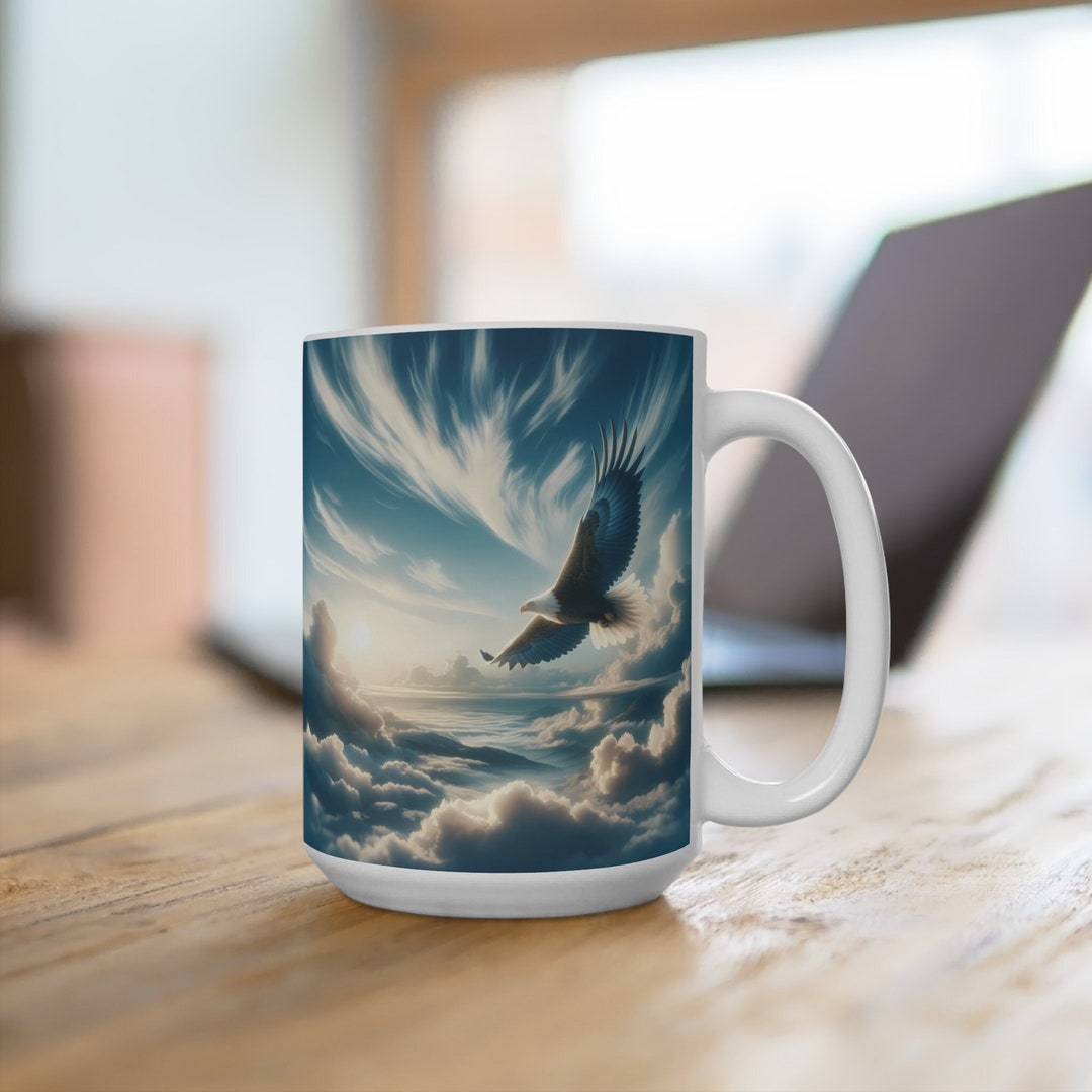 Eagle Soaring 15oz Large Mug, Fly Wildly Into Your Freedom Coffee Cup ...