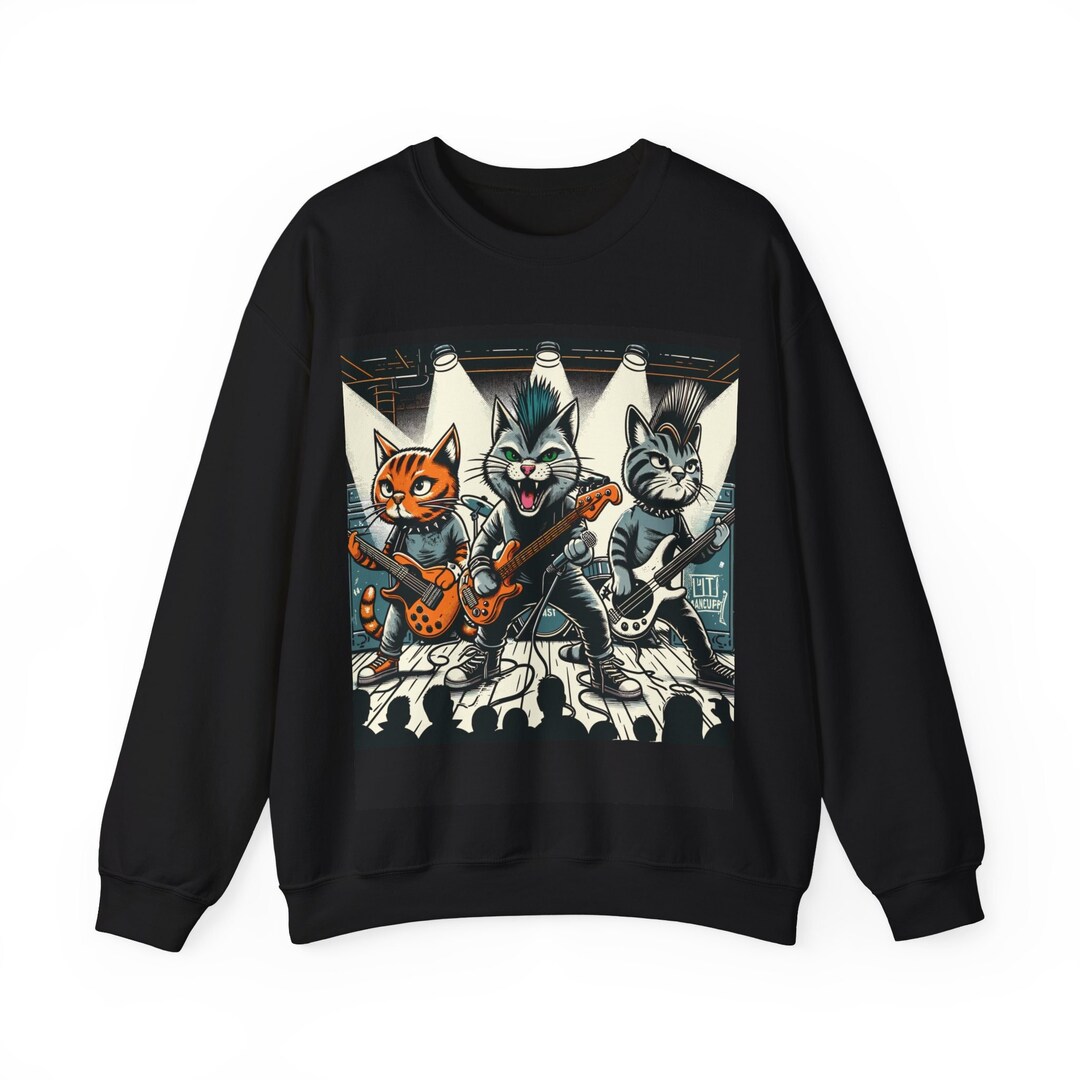Punk Rock Band Cats Bootleg Style Concert Crewneck Sweatshirt - Etsy