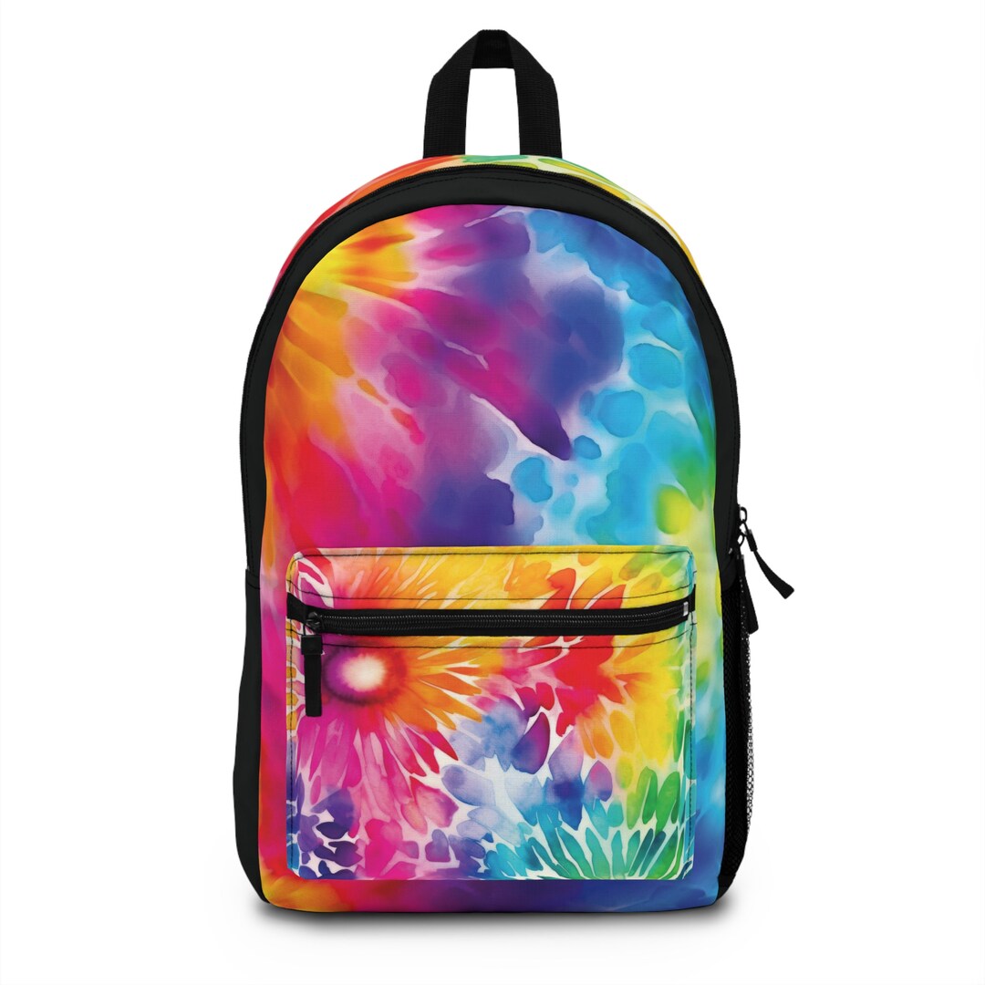 Rainbow Watercolor Flowers Backpack, Wildflowers Tie Dye Style for ...