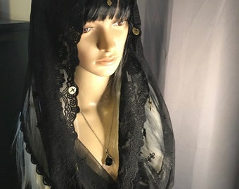 3 Tier Black Veil, Goth Veil, Gothic Wedding Veil, Mourning Veil, Black ...