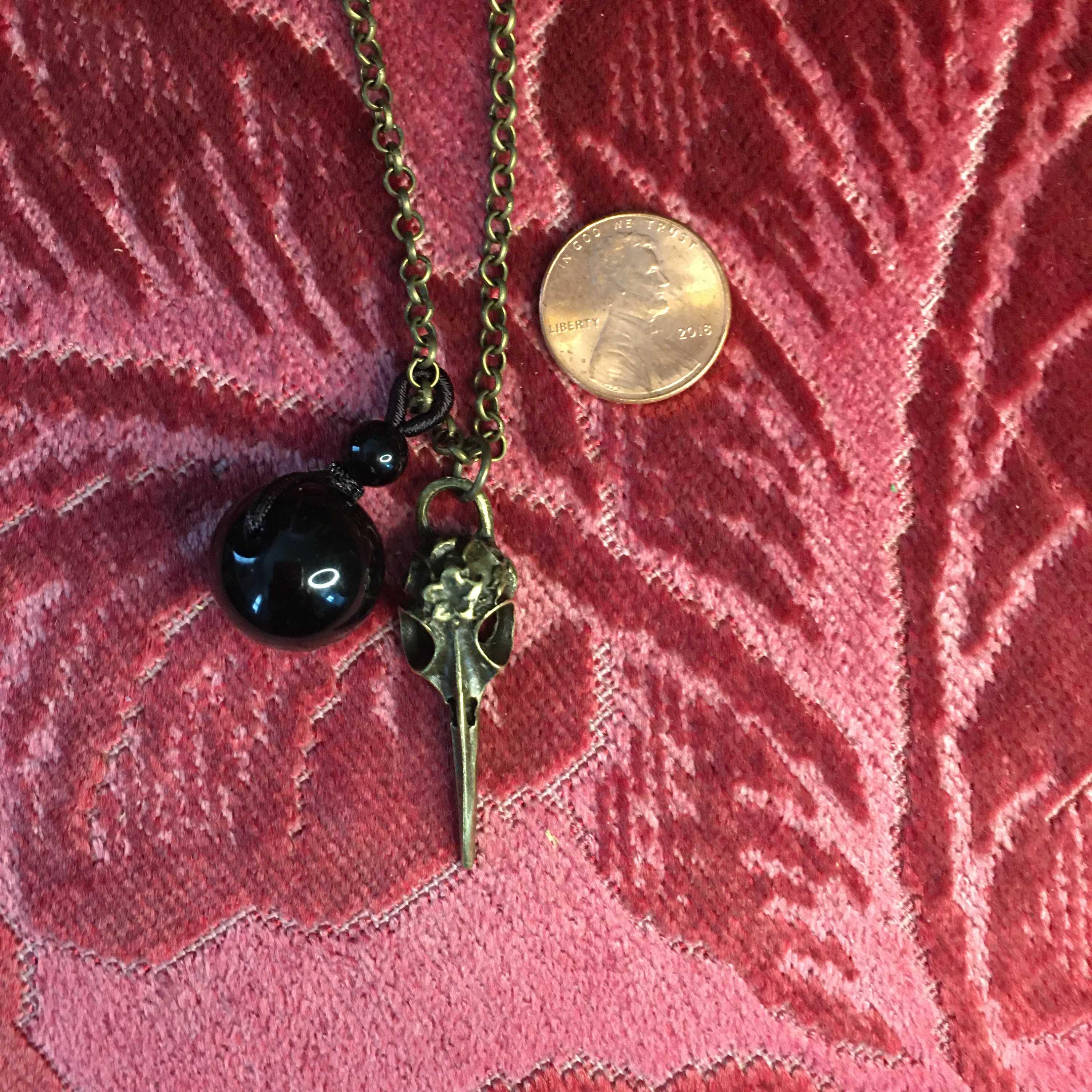 Natural Obsidian Raven Necklace - Etsy