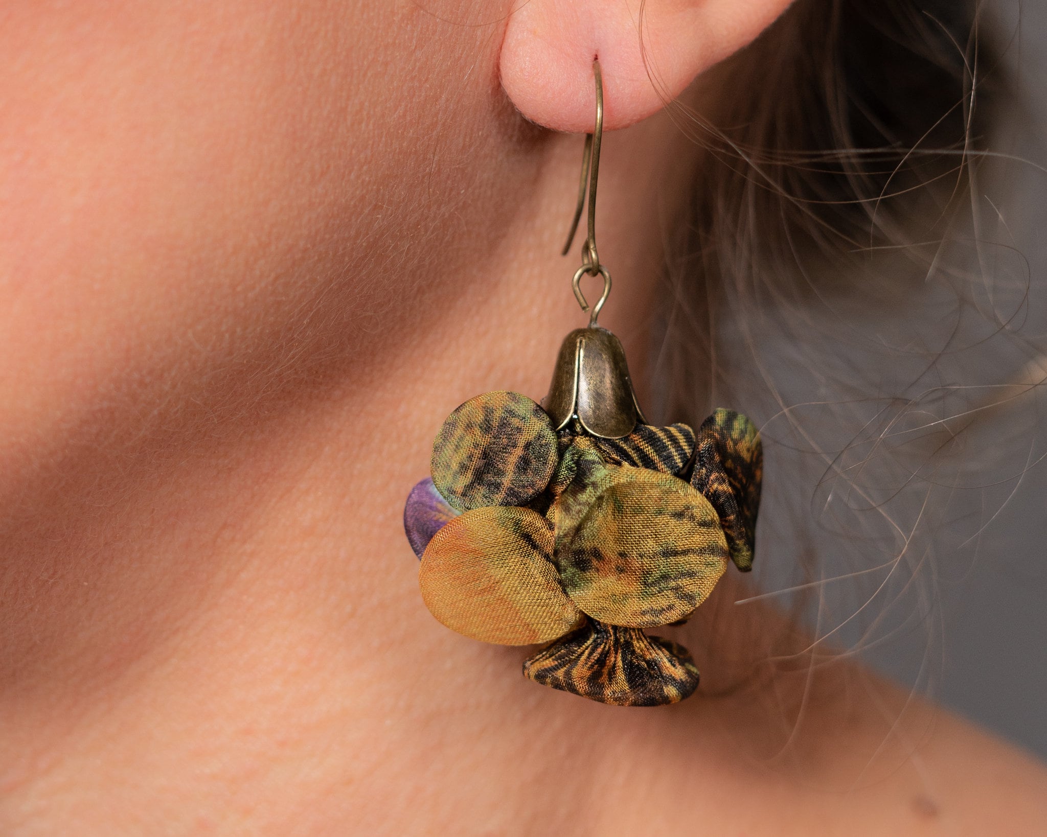 Yellow Earrings Funky Earrings Fabric Earrings Dangle - Etsy