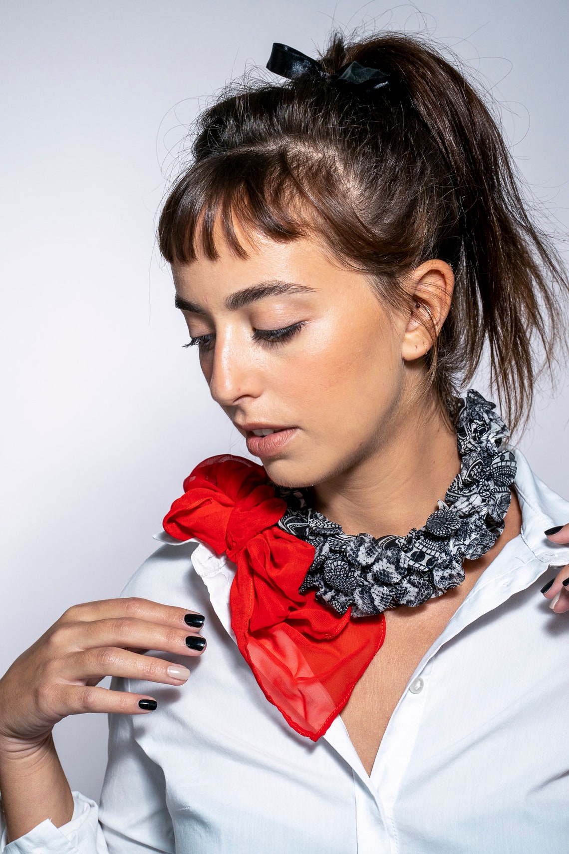 Scarf for Women Neck Scarf Red & Black Scarf Unique Scarf - Etsy