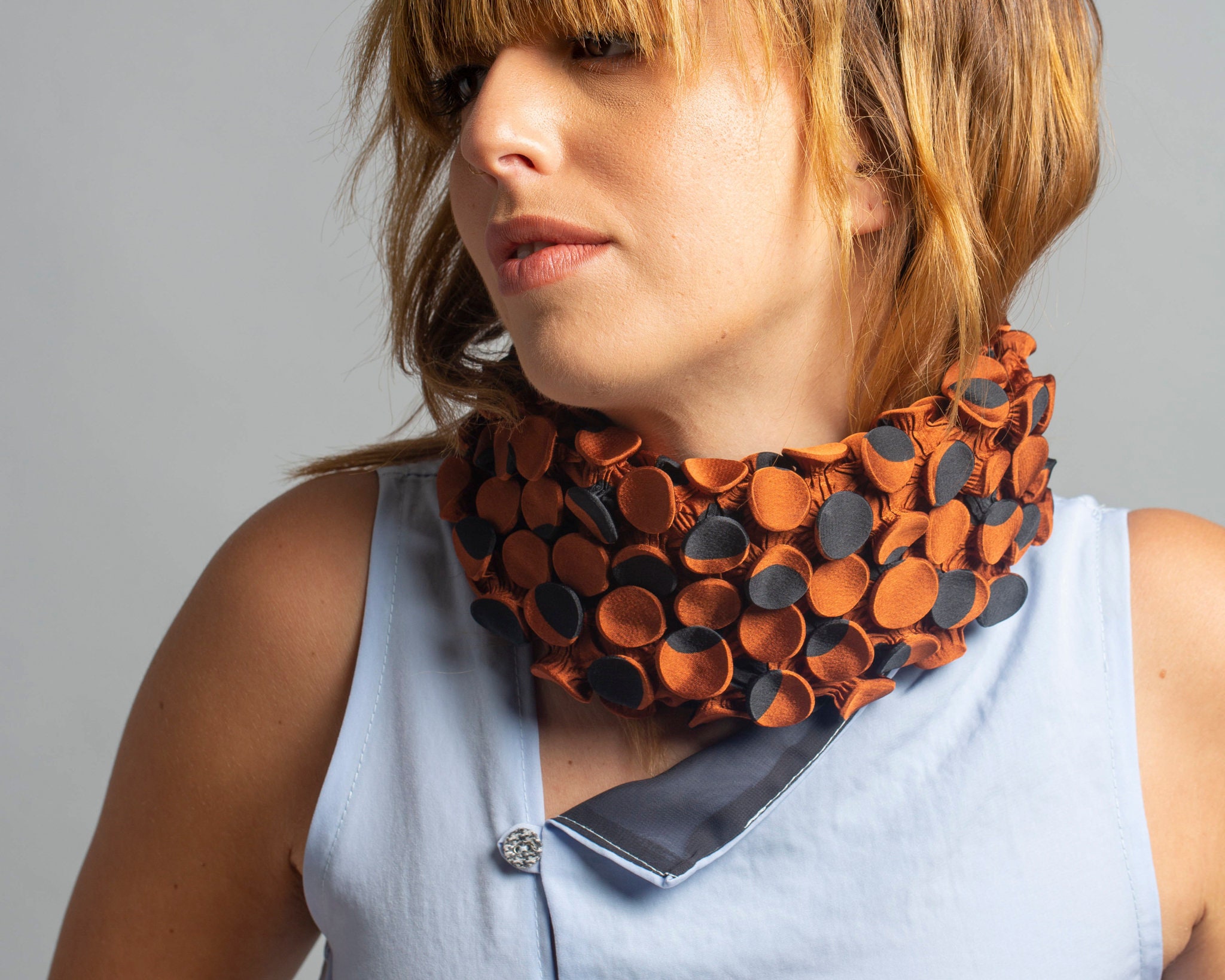 Shibori Necklace, Scarf Necklace, Choker Collar, Fabric Choker, Fabric ...