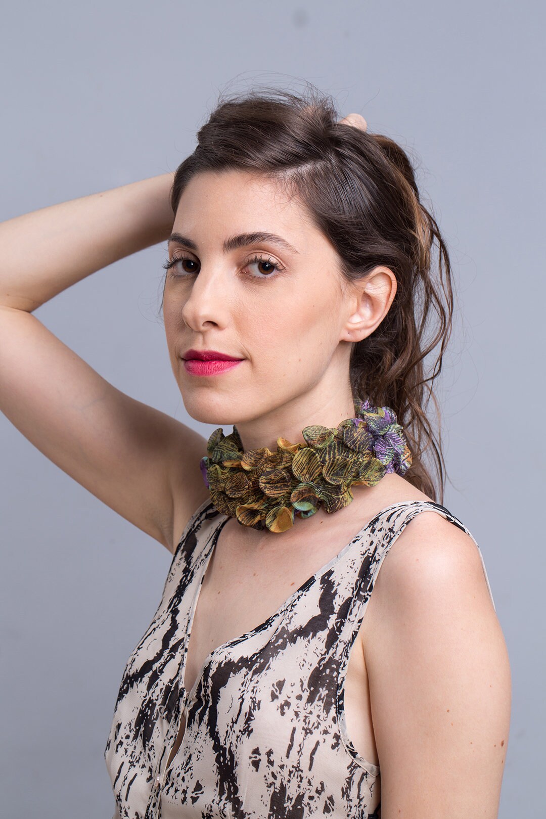 Fabric Necklace, Textile Necklace, Fabric Jewelry, Unique Statement ...