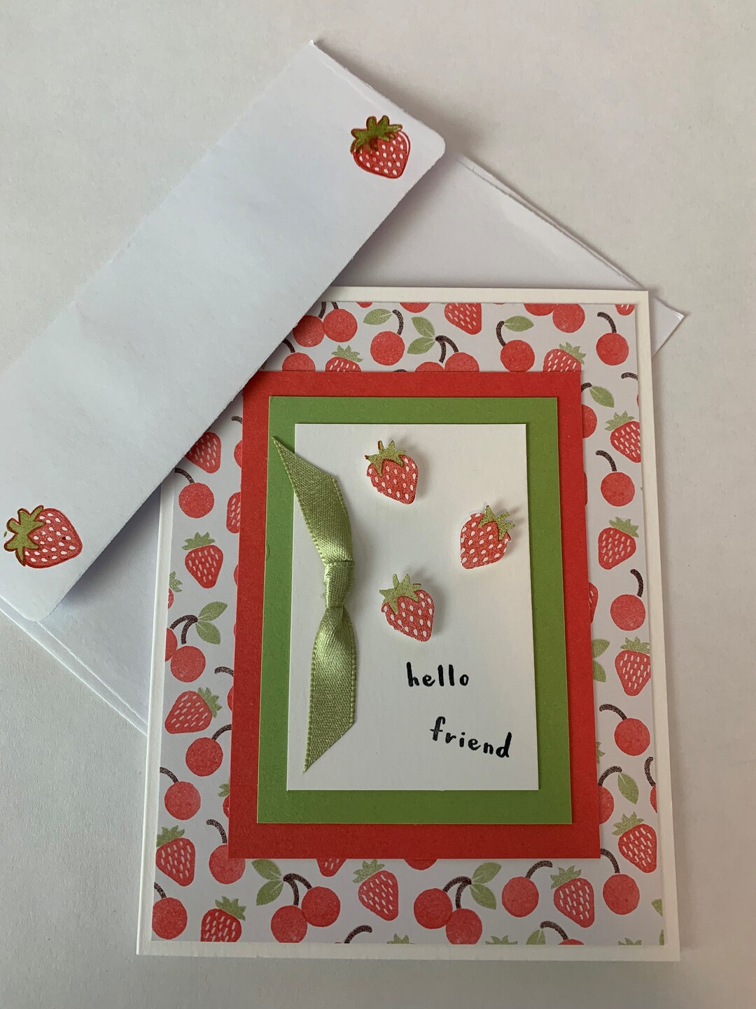 Stampin' Up Handmade Card Hello Friend Strawberry - Etsy