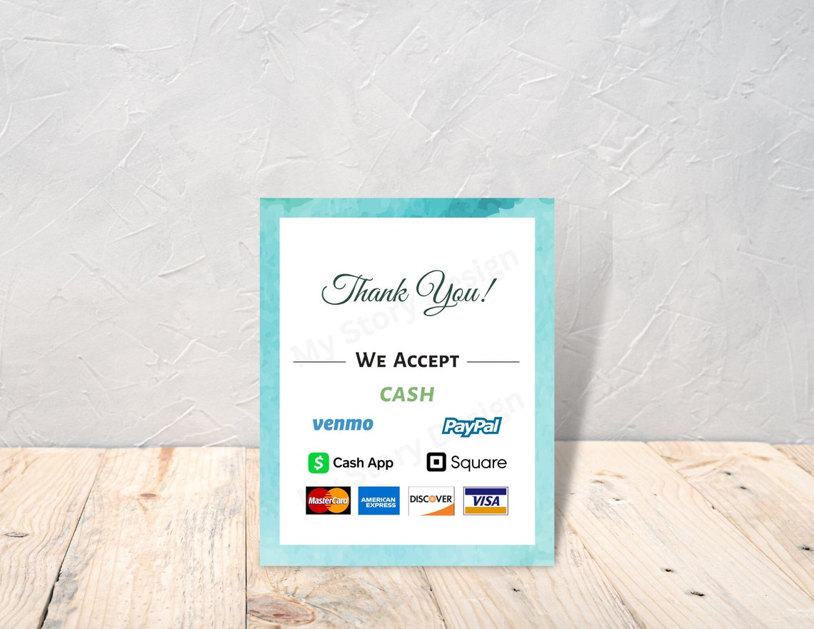 Printable Payment Methods Sign | Vendor Booth Display (digital Download ...