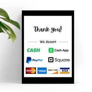 Printable Payment Sign | We Accept Credit Cards Sign | Vendor Payment ...