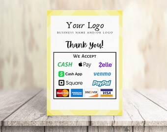 Printable Payment Sign We Accept Credit Cards Sign Vendor | Etsy