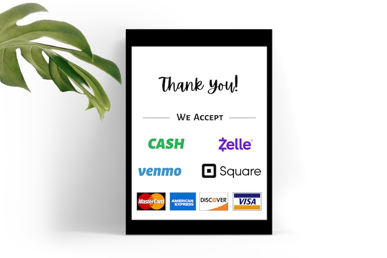 Printable Payment Sign We Accept Credit Cards Sign Vendor - Etsy