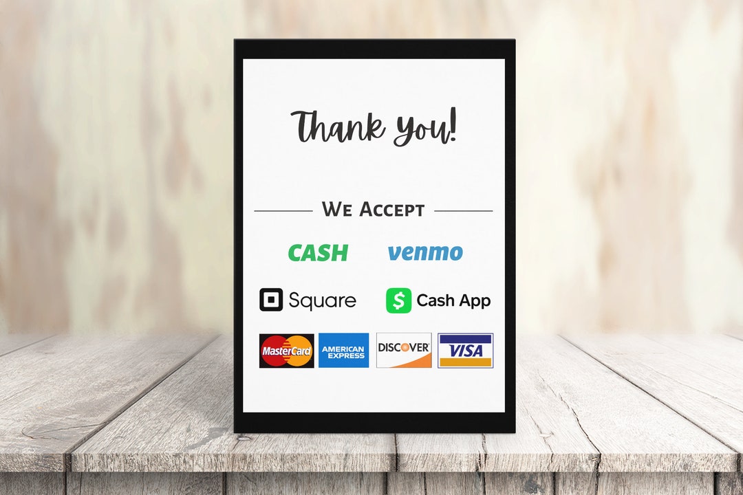Vendor Payment Sign | We Accept Cards, Cash, Venmo (instant Download ...