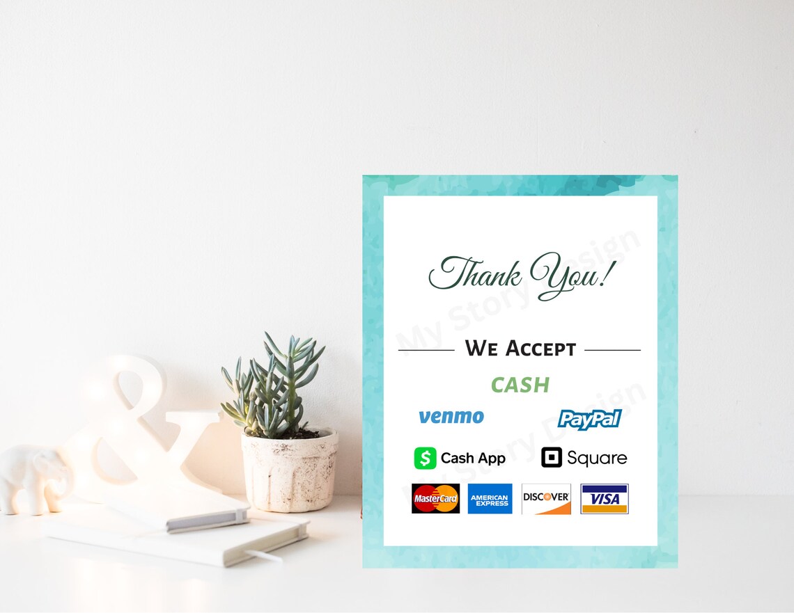 Printable Payment Methods Sign | Vendor Booth Display (digital Download ...