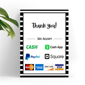 Printable Payment Sign | We Accept Credit Cards Sign | Vendor Payment ...