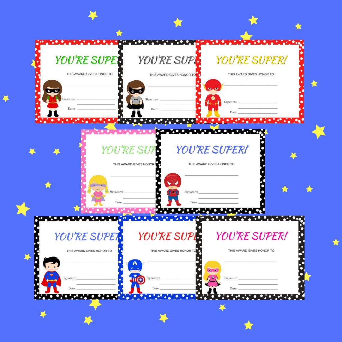 Super Hero Reward Certificate You're Super Award - Etsy