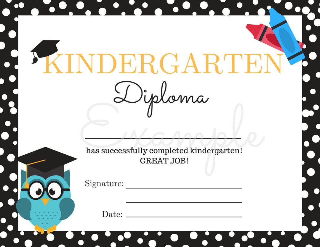 Kindergarten Graduation Diploma | Instant Download | Free ...