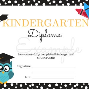 Kindergarten Graduation Diploma | Instant Download | Free ...