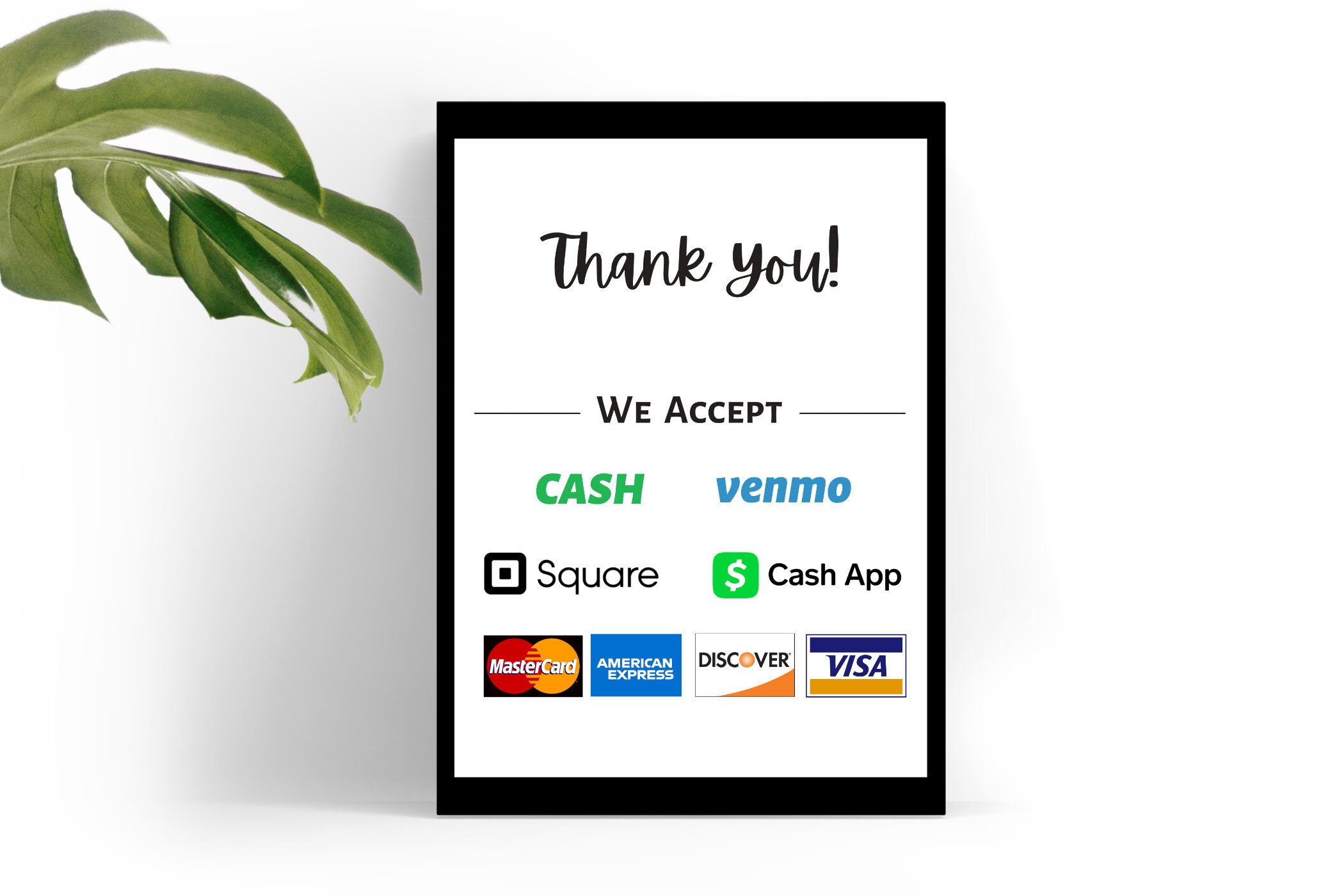 Vendor Payment Sign | We Accept Cards, Cash, Venmo (instant Download ...