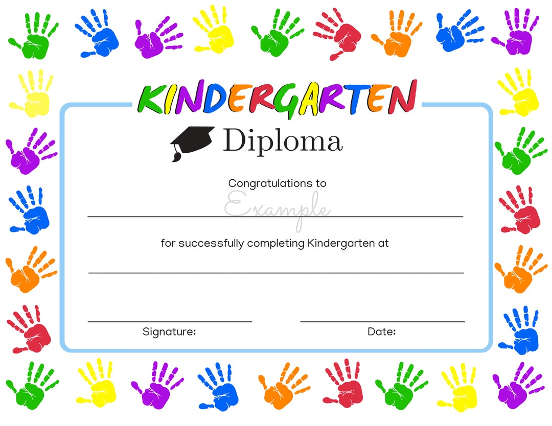 Kindergarten Graduation Diploma | Instant Download - Etsy