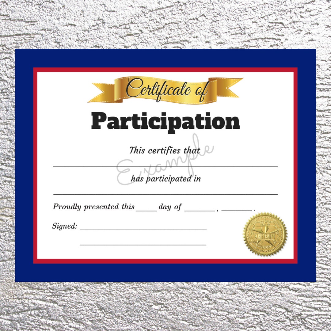 Certificate of Participation | Participation Award | Printable Award - Etsy