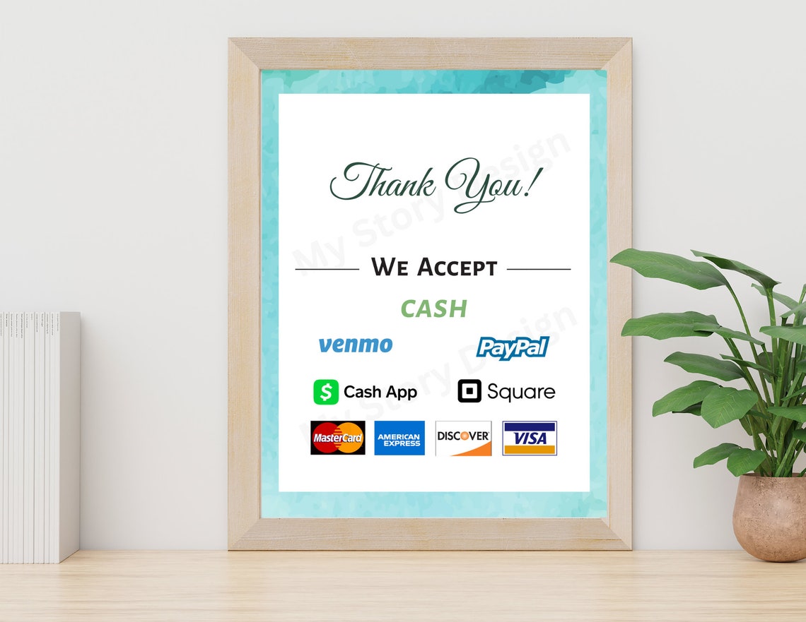 Printable Payment Methods Sign | Vendor Booth Display (digital Download ...