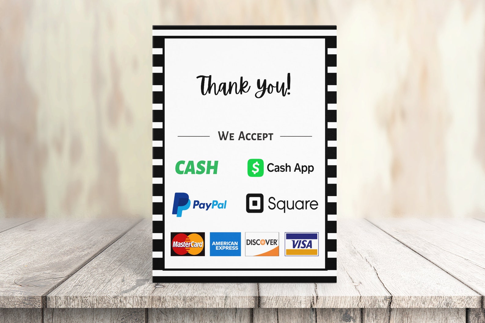 Printable Payment Sign | We Accept Credit Cards Sign | Vendor Payment ...